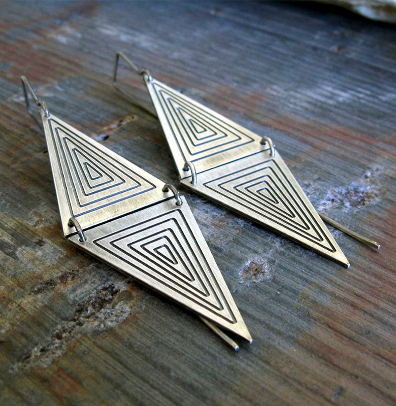 long triangle drop earrings
