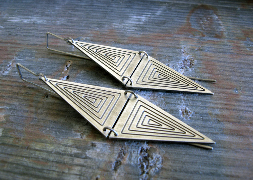 triangle shape long earrings