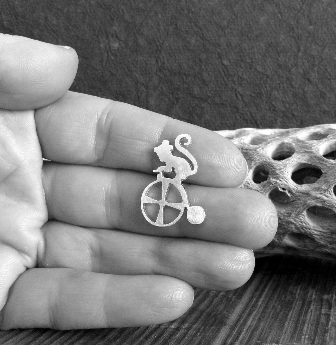 Circus Monkey on Tricycle Tie Tack ~ Handcrafted USA from sterling ...