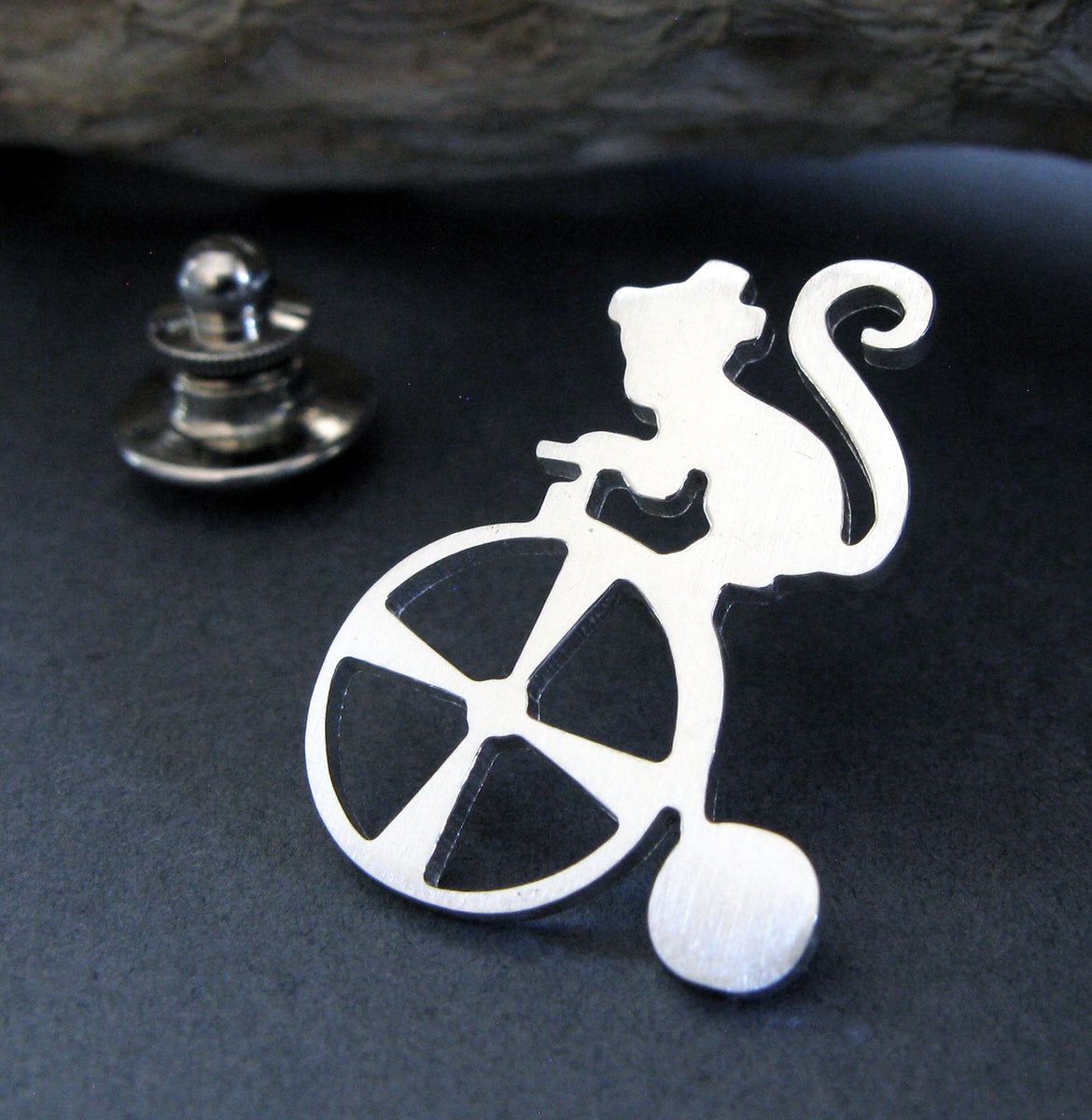 Circus Monkey on Tricycle Tie Tack ~ Handcrafted USA from sterling ...