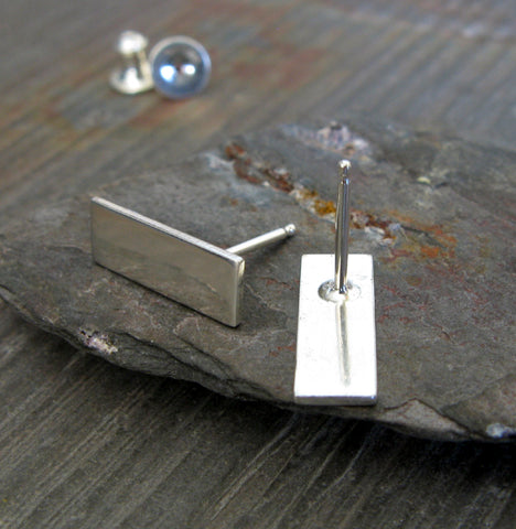 Skinny Rectangle Stud Earrings ~ Handmade in the USA – Poseidon's Booty