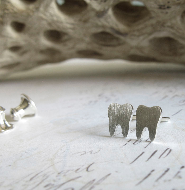 Tooth Stud Earrings ~ Handmade from 14k Gold Or Sterling Silver ...