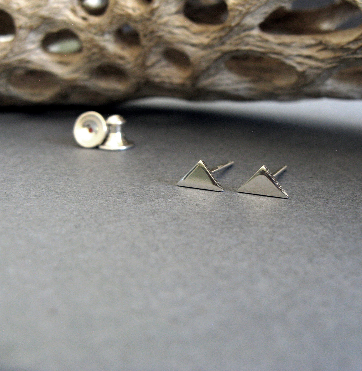 Tiny Triangle Minimalist Stud Earrings ~ Handmade in the USA – Poseidon ...