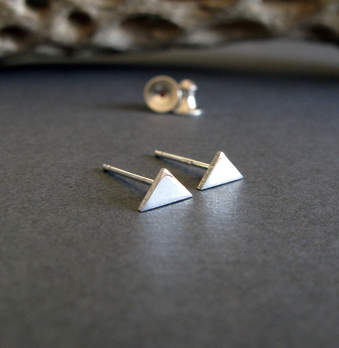 Tiny Triangle Minimalist Stud Earrings ~ Handmade in the USA – Poseidon ...